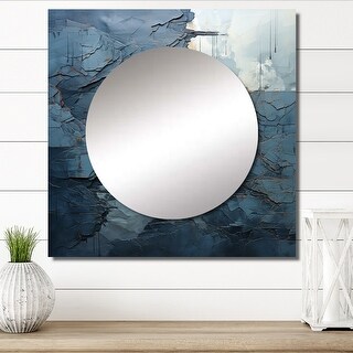 Designart "Blue and white river embrace" Abstract Painting Wall Mirror ...