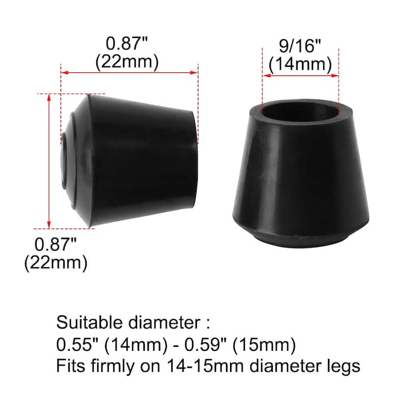Rubber Furniture Table Leg Cap Tip Cup Feet Cover 9/16" Inner Dia 4pcs ...