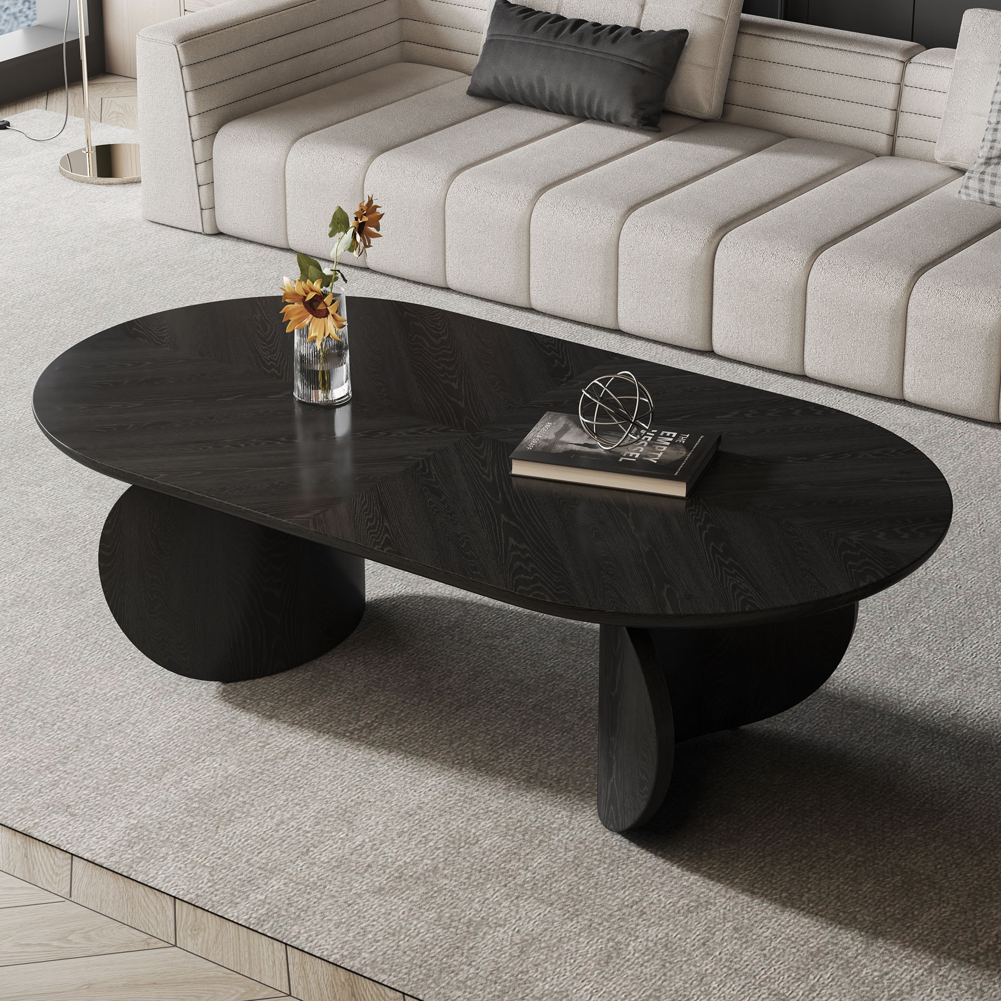 Black wood oval coffee table store