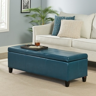 PU Leather Storage Ottoman Bench-Teal - Bed Bath & Beyond - 40663749