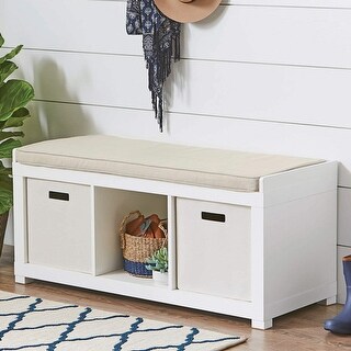 3-Cube Storage Bench with Beige Cushion - Bed Bath & Beyond - 38956105