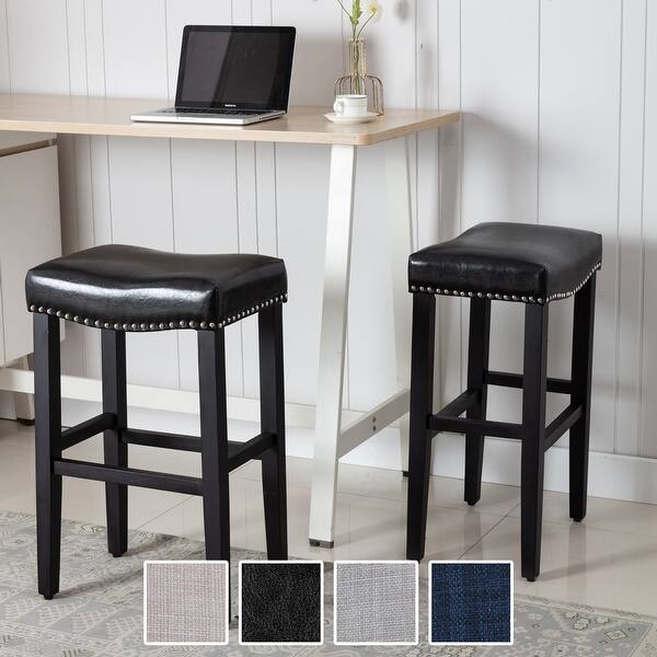 Henley 24-inch Saddle Nailhead Counter Bar stool - Bed Bath & Beyond ...