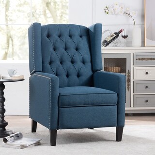 Adjustable Fabric Recliner Chair with Solid Wood Frame Wingback Chair ...