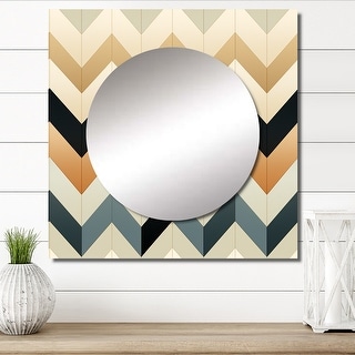 Designart "Ivory Boho Accents Chevron III" Modern Wall Mirror - Chevron ...
