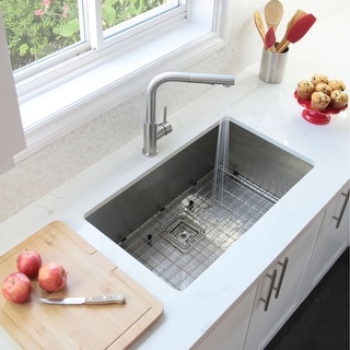 STYLISH 30 inch Single Bowl Stainless Steel Kitchen Sink with Square ...