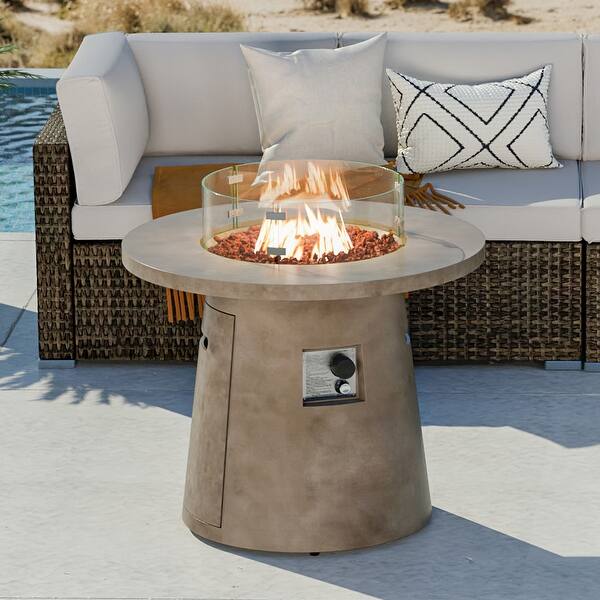 VENTOPYR Patio Camping Bonfire Propane Fire Pit Coffee Table with Wind ...