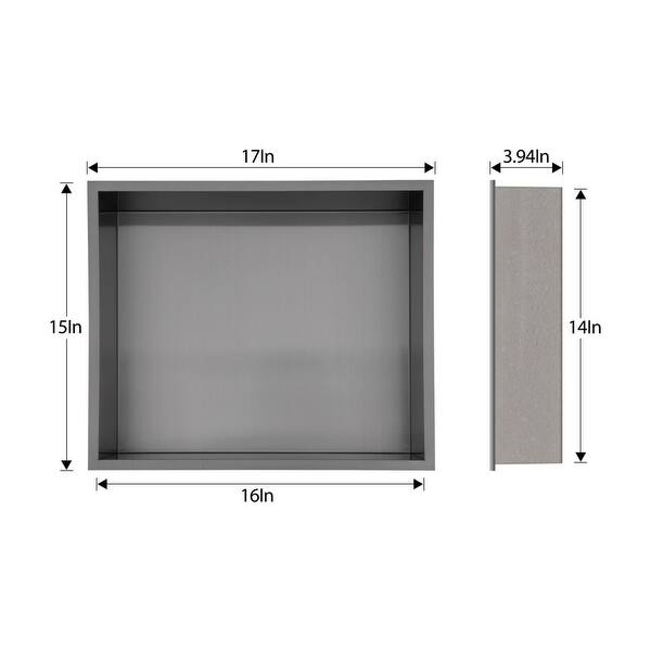 Kichae Shower Niche 15" Black Stainless Steel Shower Niche - Gunmetal ...