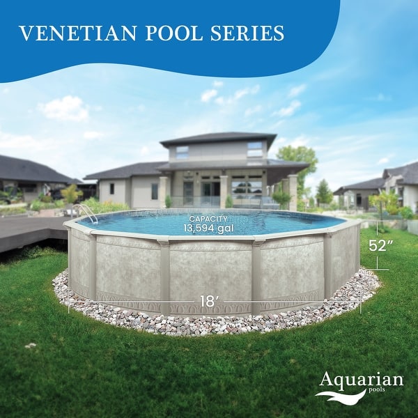 Aquarian Pools Khaki Venetian 18ft x 52in Outdoor Above Ground Swimming ...