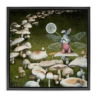 Stupell Fairy Bunny on Mushroom Framed Floater Canvas Wall Art Design ...