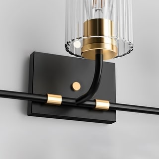YANSUN 3-Light Vanity Wall Light with Trumpet-Style Heads, Black Finish ...