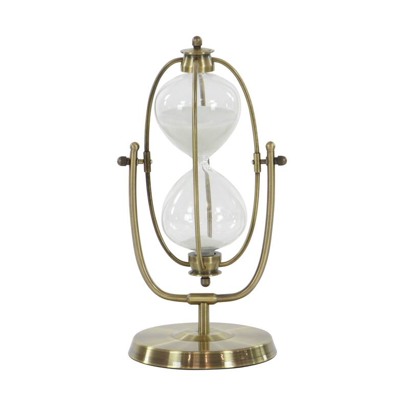 Glass Hourglass Sand Timer with Rotating Stand - Brass, Black, Silver ...