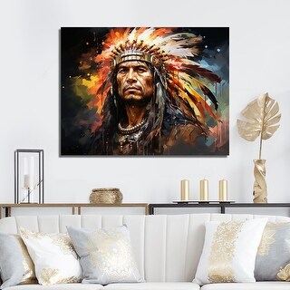 Designart "Native American Mohawk Warrior" Native American Art Wall Art ...