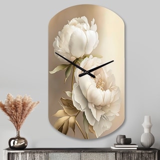 Designart - Peony Flower II - Peonies Large Wall Clock in Asymmetrical ...