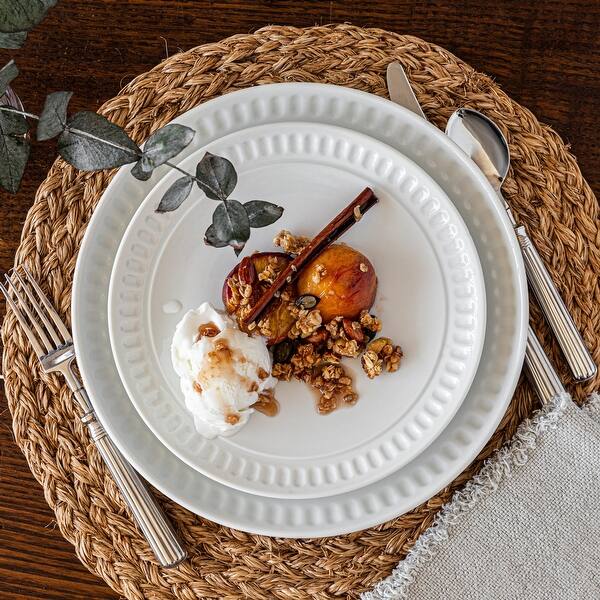 Over and Back 24pc White Porcelain Fluted Dinnerware Set - Bed Bath ...