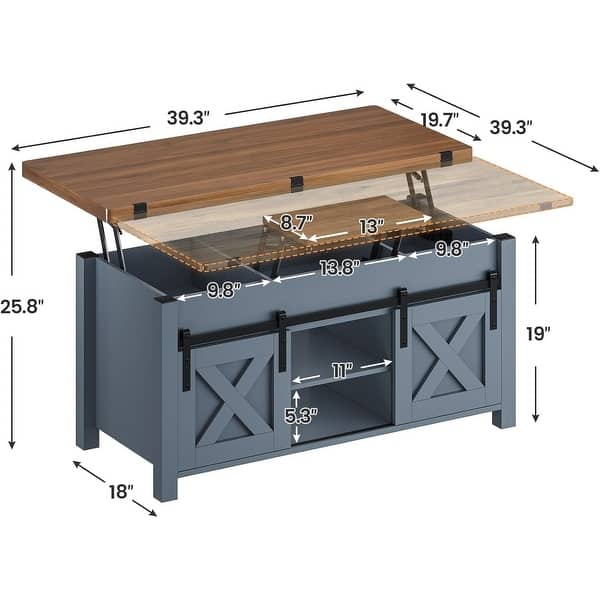 Lift Top Coffee Table 2 Sliding Barn Doors Storage Dining Table - Bed ...