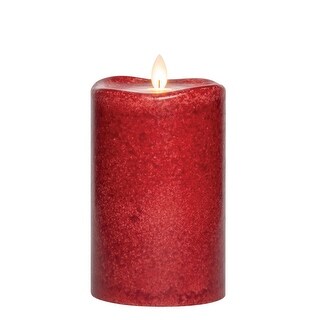 6" Red Mottled LED Pillar Candle - 3.75"L x 3.75"W x 6"H - Bed Bath ...