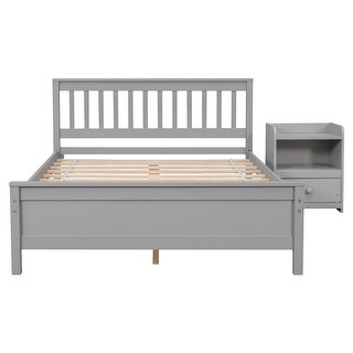 Grey Wood Full Bed with 1 Nightstand - Bed Bath & Beyond - 37306689