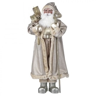 Fabric Gilded Standing Santa Statue - Silver - Bed Bath & Beyond - 42159377