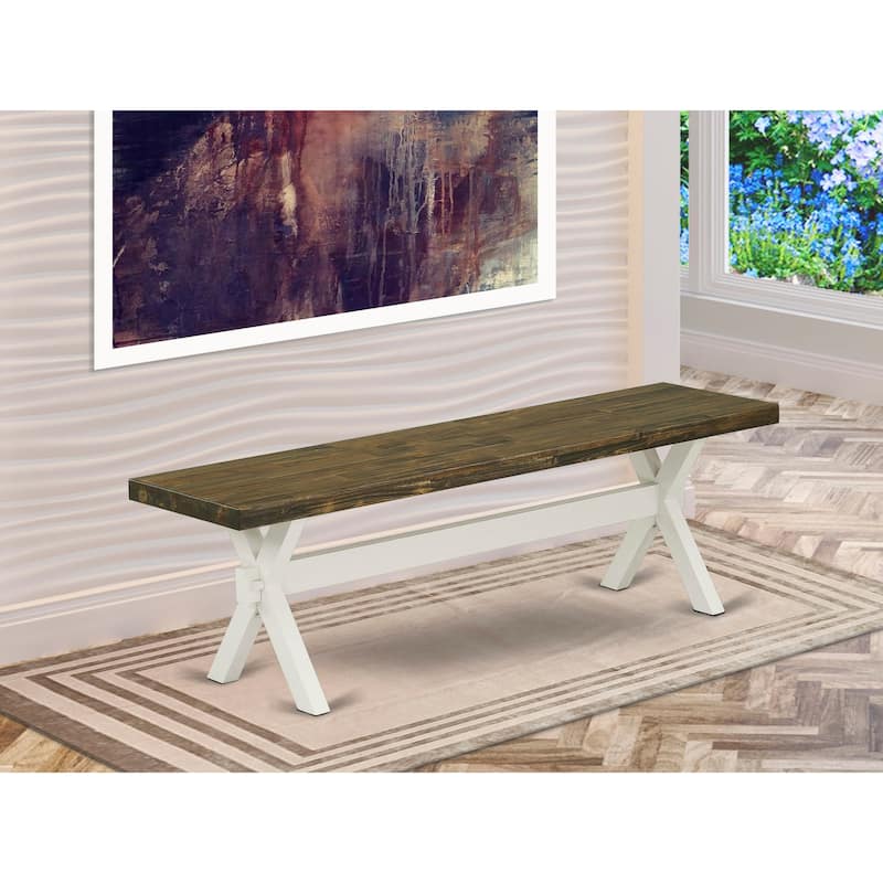 East West Furniture X-Style Modern Dining Room Bench with Wooden Seat ...