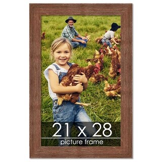 21x28 Frame Brown Barnwood Picture Frame with UV Acrylic Glass, Foam ...