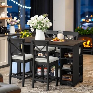 5-Piece Farmhouse Counter Height Table Set for 4 - Bed Bath & Beyond ...
