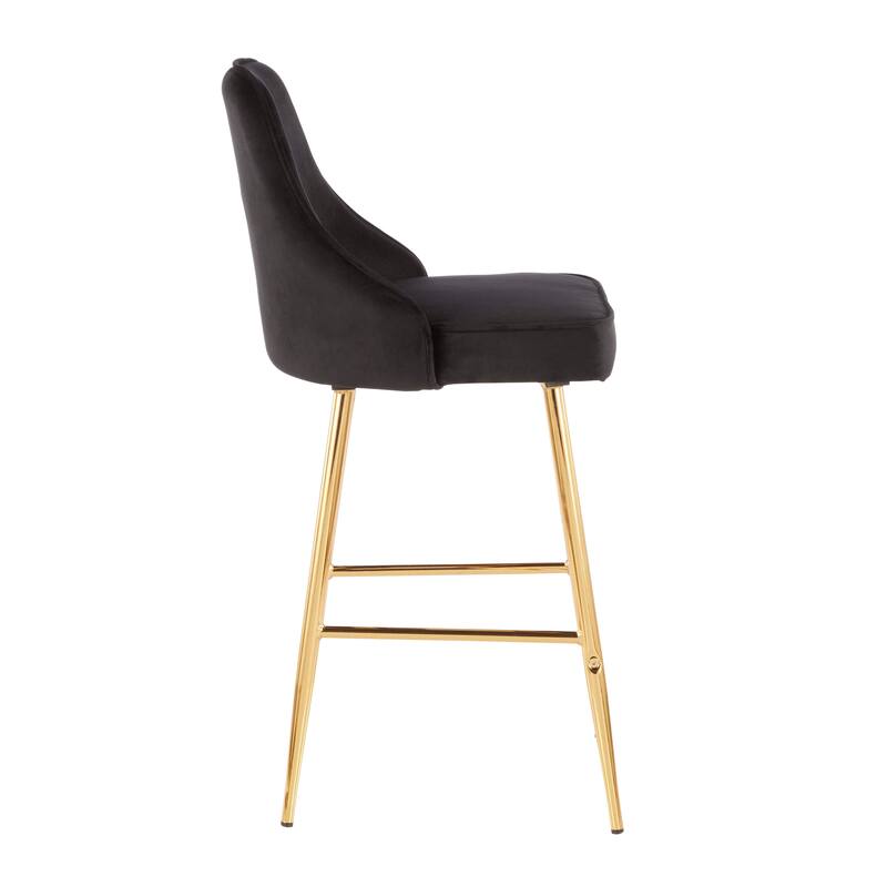 LumiSource Marcel Glam Velvet Gold Metal Counter Stools (Set of 2) - On ...
