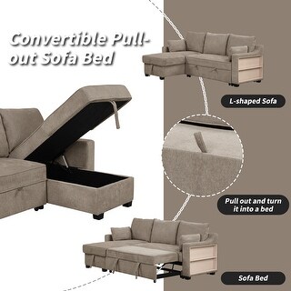 Pull Out Sleeper Sofa L-Shaped Couch Convertible Sofa Bed,Storage ...