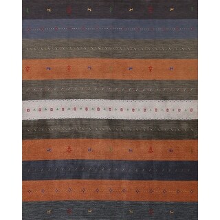 Multi-Color Striped Gabbeh Indian Area Rug Handmade Tribal Wool Carpet ...