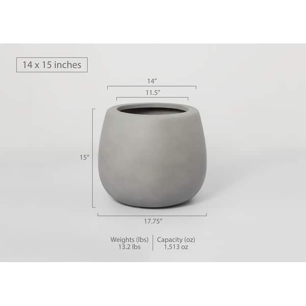 Short Narrow Mouth Globe 1- Piece Fiber Stone Round Planter Pot - Bed ...