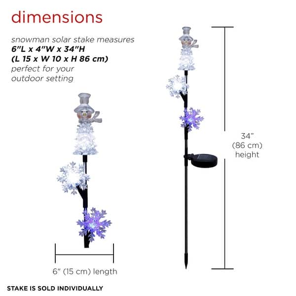 Alpine Corporation 33"H Outdoor Solar Snowman and Snowflakes Garden ...