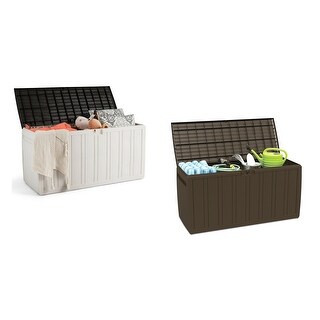 ymax 80 Gallon Deck Storage Box Tool Box Patio Storage Container - Bed ...