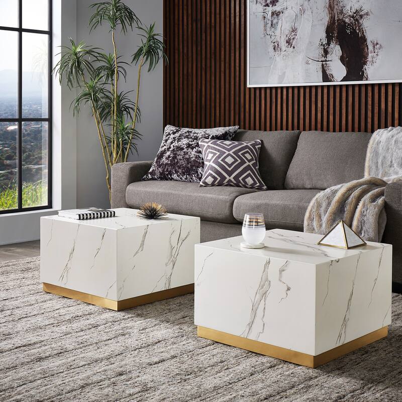 Darcy Faux Marble Square End Table by iNSPIRE Q Bold - Overstock - 34841155