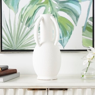 Gray or Cream Ceramic Textured Whitewashed Vase with 4 Handles - Bed ...
