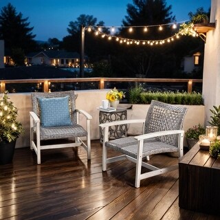 2-Piece Wicker Club Chairs Set with Thick Cushions, Grey - Bed Bath ...