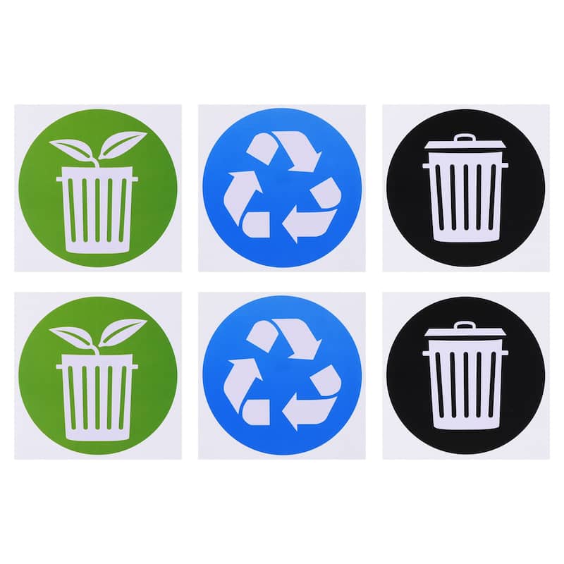 Recycle Trash Sticker, 6 Pack 4 Inch Self-Adhesive Garbage Can Bin ...