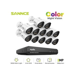 SANNCE 16CH 1080p Security Camera System 12Pcs Surveillance Cameras ...