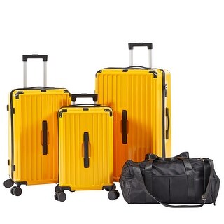 Yellow Luggage Set 3 pcs (20"/24"/29"/Travel Bag) with Collapsible Cup ...