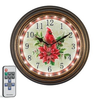 Lighted Cardinal Wall Clock with Remote Control - 13.630 x 13.500 x 4. ...