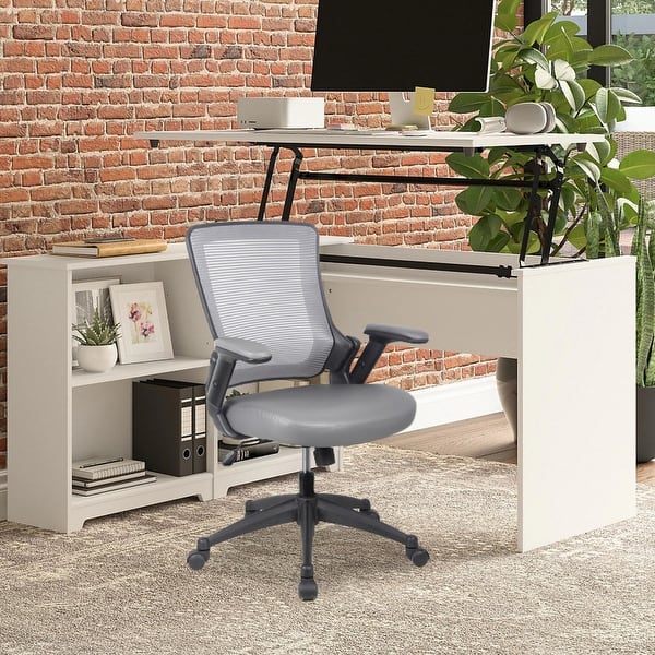 Height adjustable task chair Gray chair mesh Polyurethane office chair ...