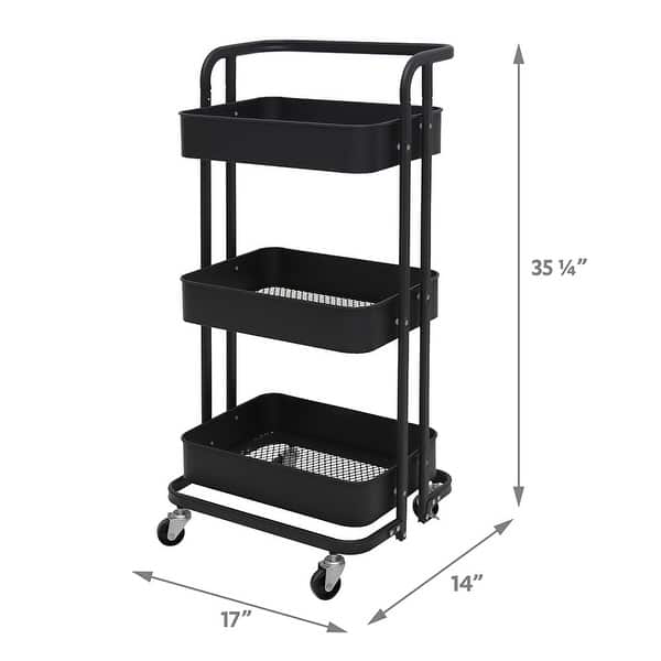 3 Tier Foldable Rolling Utility Cart - Bed Bath & Beyond - 32362507