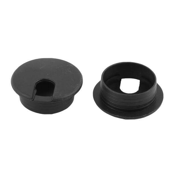 Office Table Computer Round Shaped Cable Grommet Hole Cover Black 4Pcs ...
