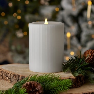 Fine Ribbed Motion Flameless Candle 4x6 White - Bed Bath & Beyond ...