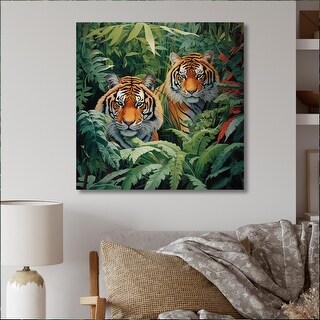 Designart "Asian Art Tigers In Jungle VI" Asian Canvas Prints - Bed ...