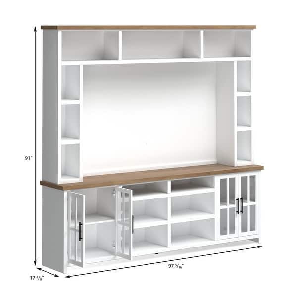 Bridgevine Home Modern Farmhouse 97 inch Entertainment Center for TVs ...