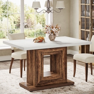 47-Inch Rectangular Farmhouse Wood Kitchen Dinner Dining Table - Bed ...