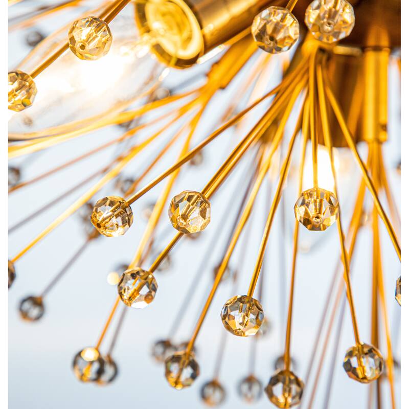 Glam 3-Light Crystal Beaded Glowworm Firefly Sputnik Semi-Flush Mount ...