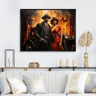 Designart "Black And Red Harlem Renaissance Jazz Couple II" Harlem ...