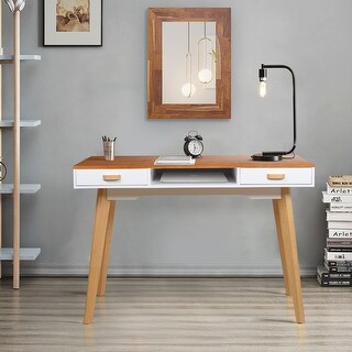 Solid Wood Dressing Table with 2 Large Drawers Bedroom Home Office ...