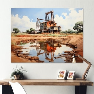 Designart "Beige Oil Rig In Texas" Oil Rigs / Fields Wall Art Living ...