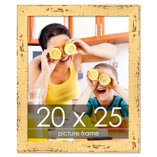 20x25 Shabby Chic / Farmhouse Yellow Wood Picture Frame - UV Acrylic ...